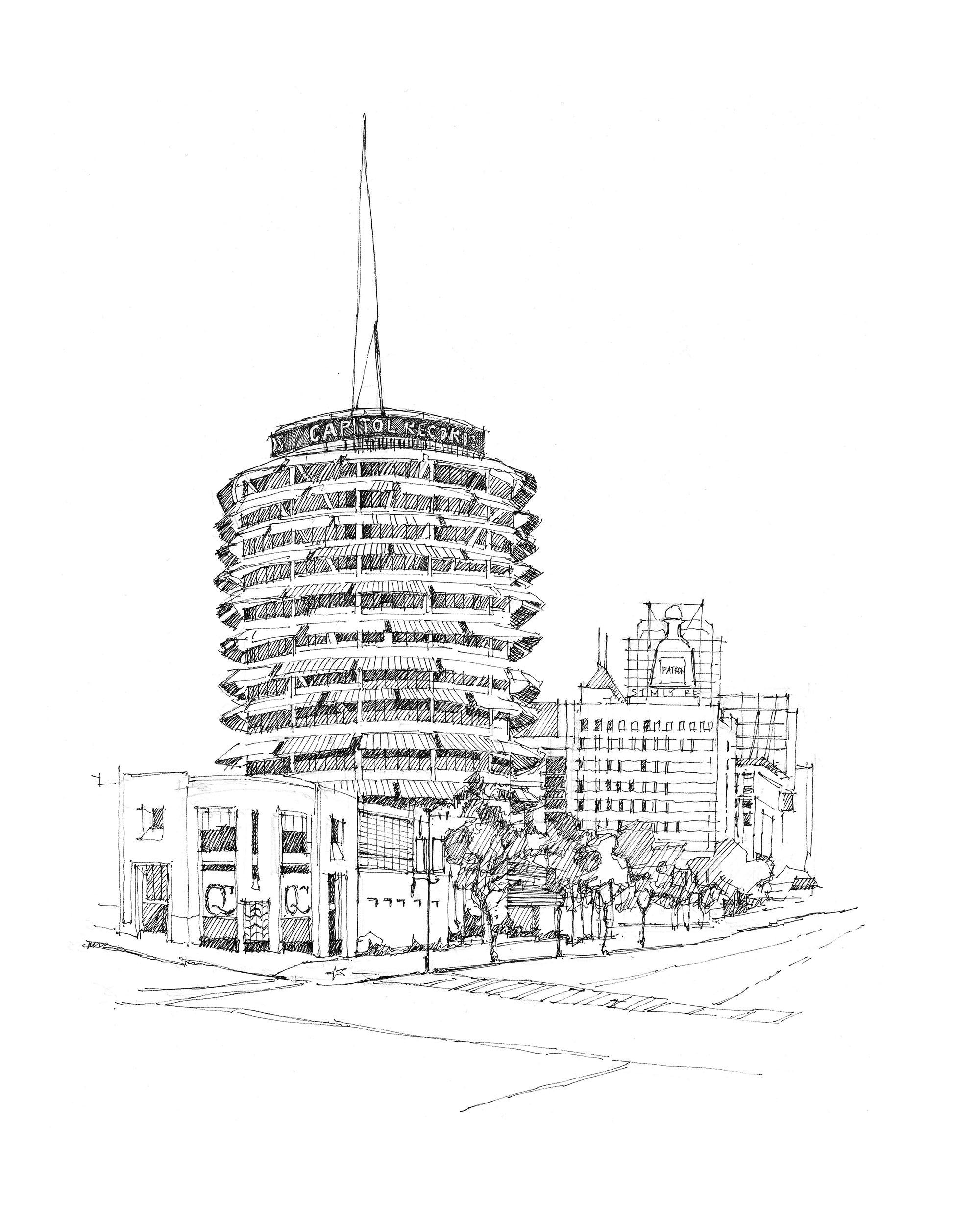 Capitol Records Building Drawing