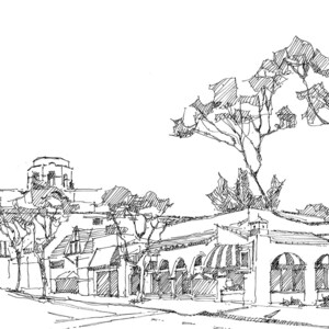 Laguna Village, Laguna Beach, California, Plein Air Pen and Ink Drawing ...