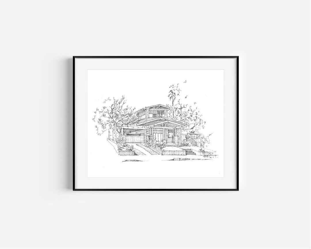 Craftsman House, Iconic Santa Monica, Los Angeles Prints, Plein Air Pen ...