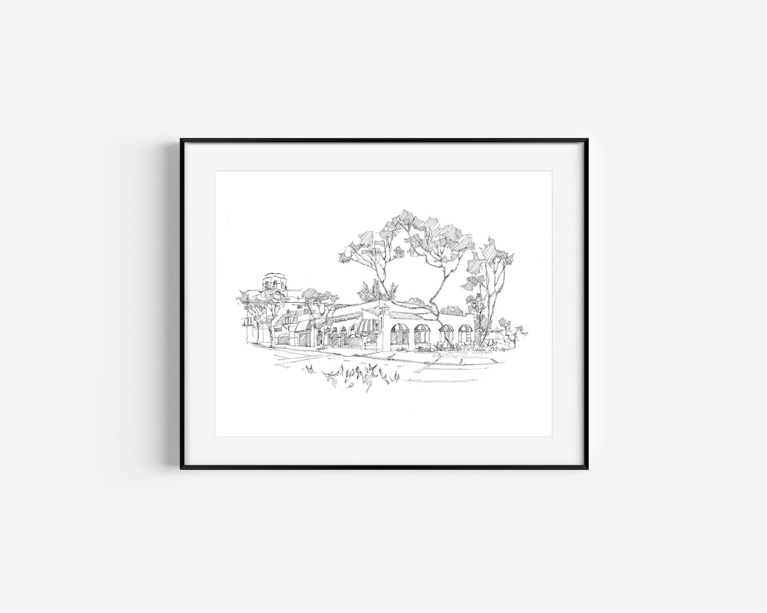 Laguna Village, Laguna Beach, California, Plein Air Pen and Ink Drawing ...