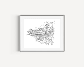 The Venice Sign, Venice Beach, California, Plein Air Pen and Ink ...