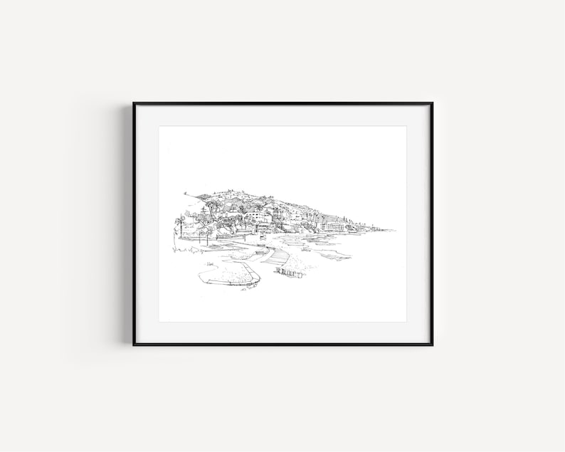 Laguna Beach Coastline, California Plein Air Pen and Ink Drawing, Art ...