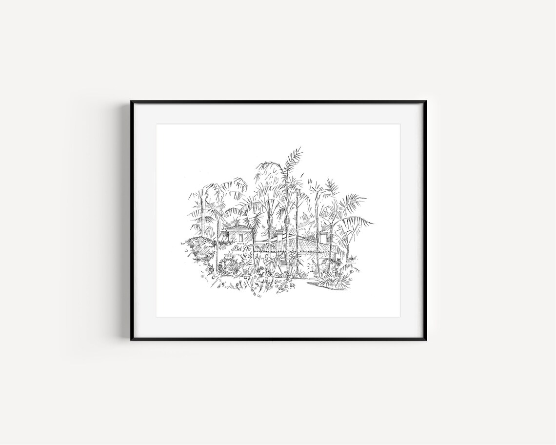 Hotel Bel-air, California, Print of Pen and Ink Drawing, LA Gifts, Los ...