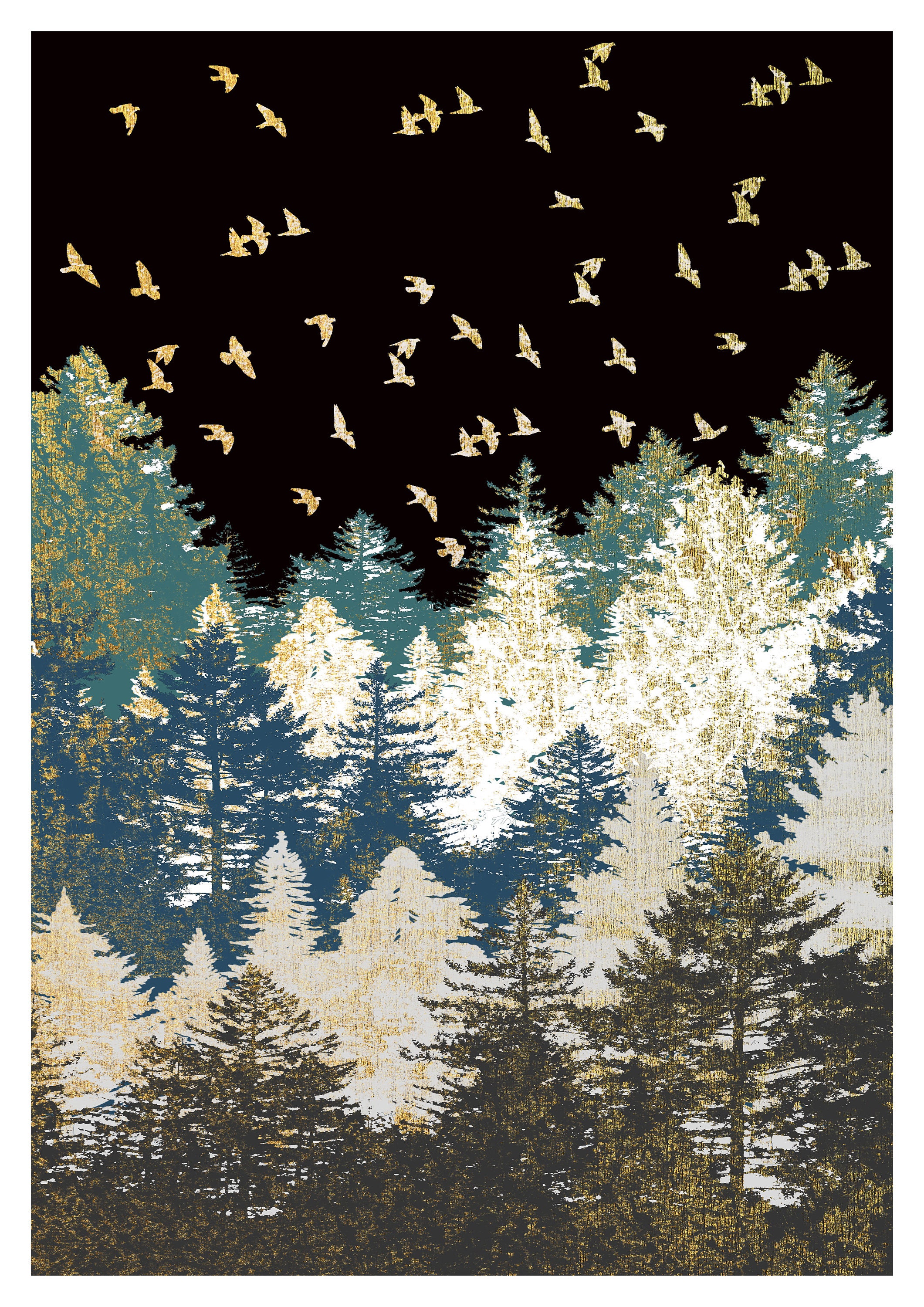 Forest art print pine tree art print forest prints misty | Etsy