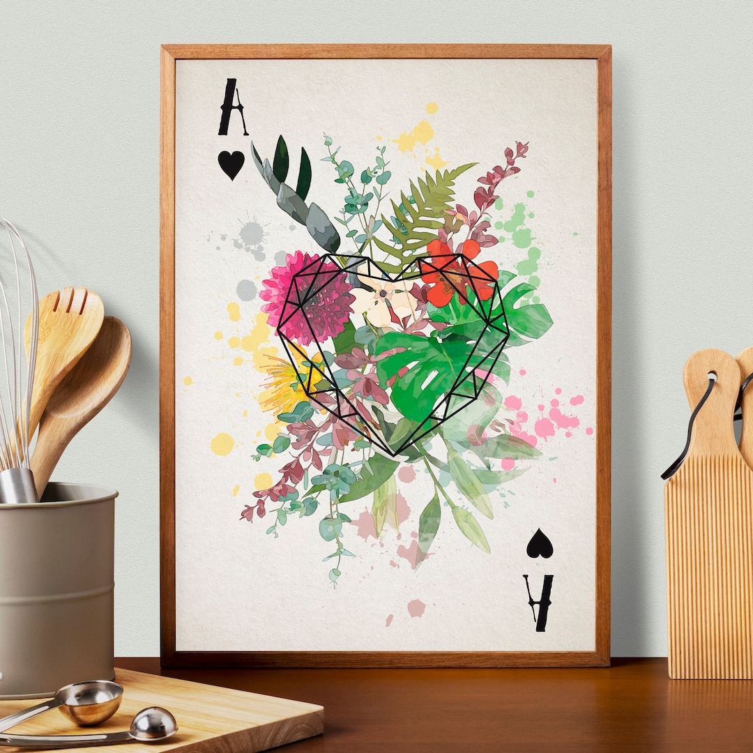 Playing Card Art Print, Card Deck Art Print, Abstract Playing Card ...
