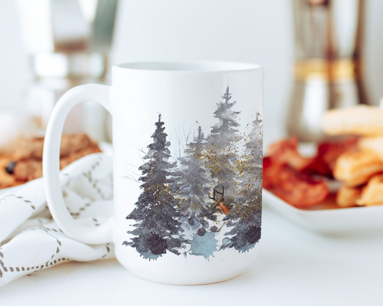 Evergreen Forest Mug Ceramic Tree Cup for Hot Chocolate - Etsy