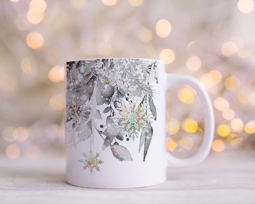 Crystal Christmas, Winter Mug With Berries, Baubles and Delicate ...