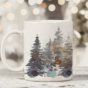 Evergreen Forest Mug, Ceramic Tree Cup for Hot Chocolate, Woodland Mug ...