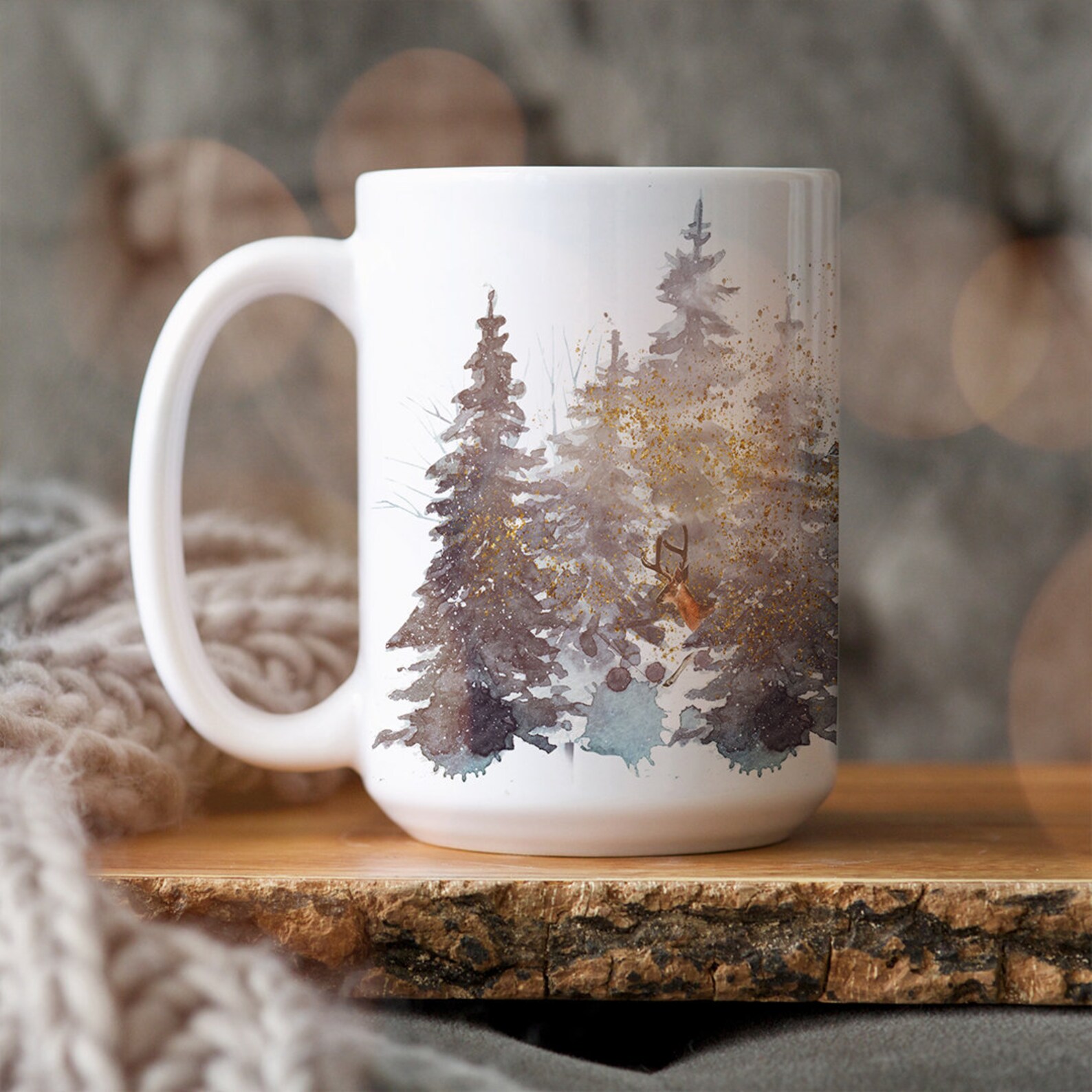 Evergreen Forest Mug Ceramic Tree Cup for Hot Chocolate - Etsy
