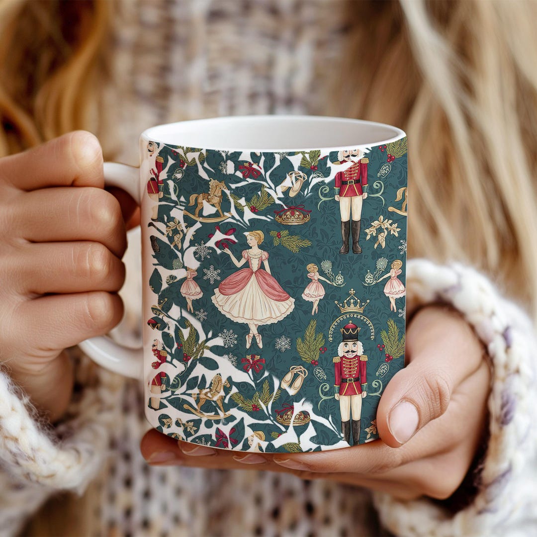Nutcracker Mug, Ballet Christmas Cup, Ceramic Holiday Vintage Christmas ...
