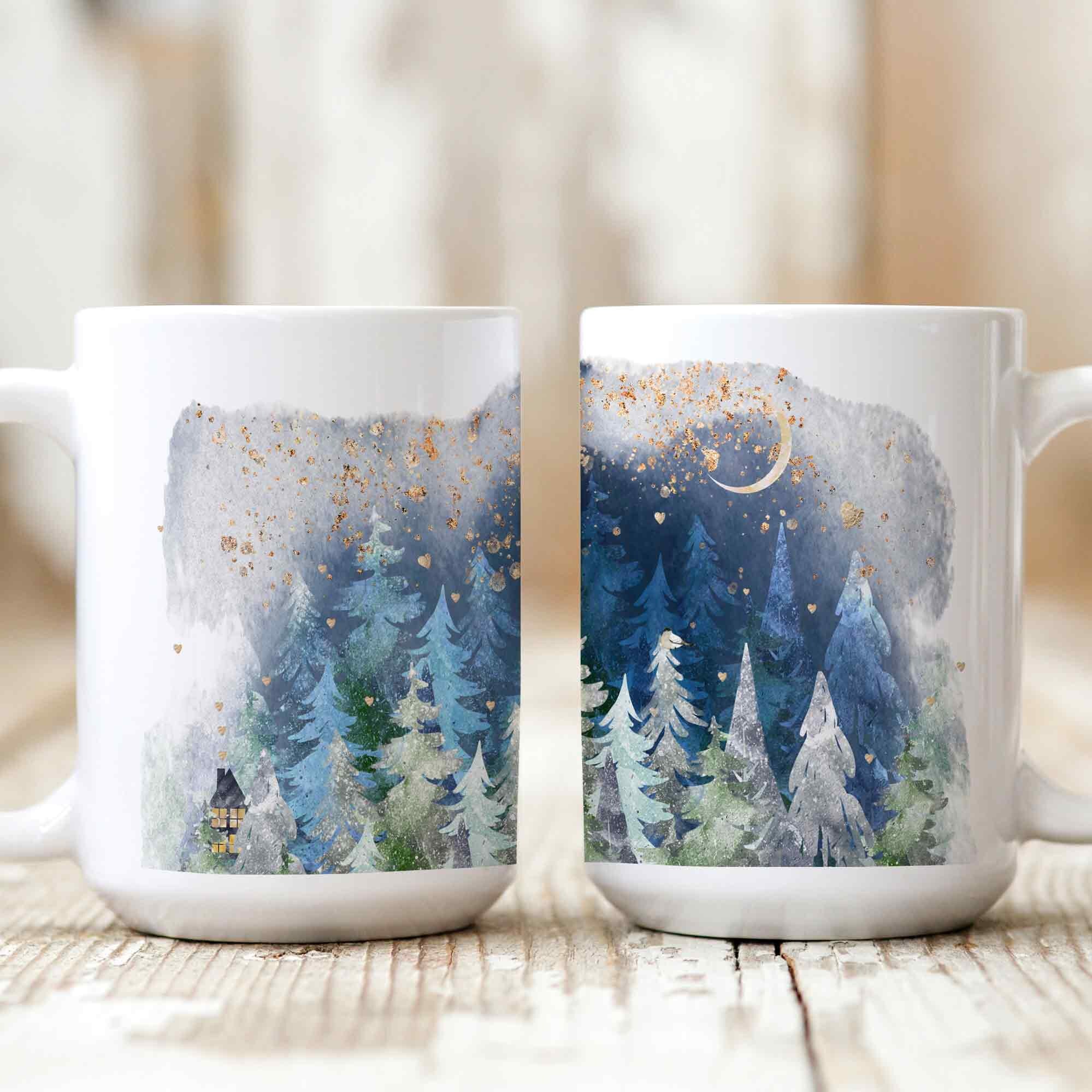 Night in Winter Mug Forest Themed Coffee Mug - Etsy