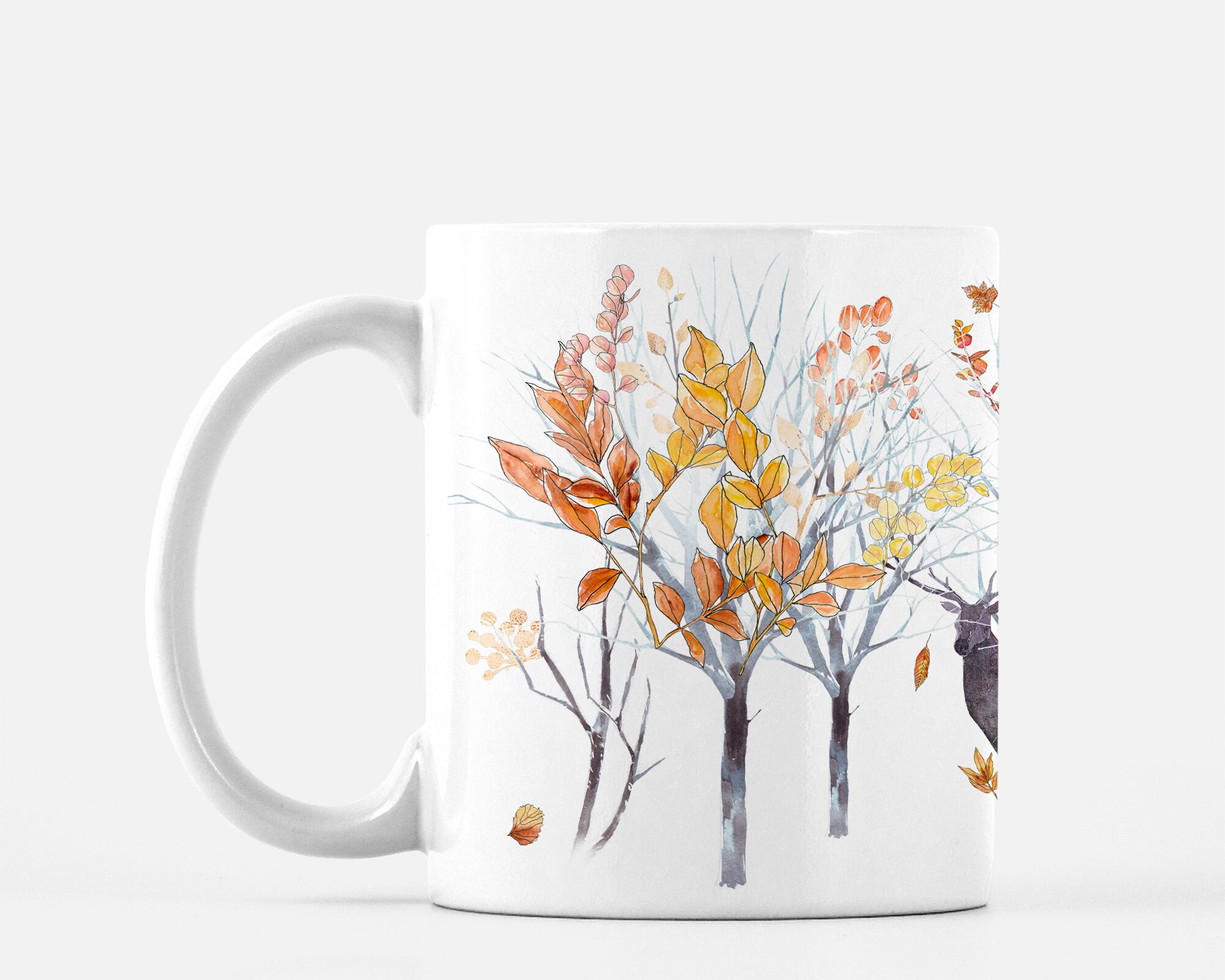 Autumn/fall Mug With Woodland Animals Seasonal Foliage Large - Etsy