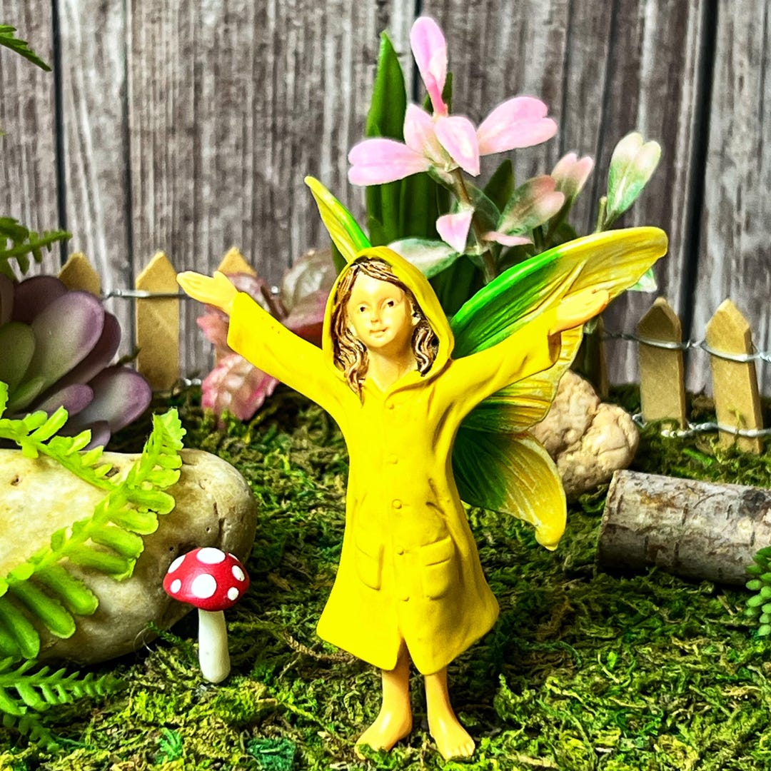 Raincoat Fairy Miniature: Spring Fairy Garden Accessory - Etsy