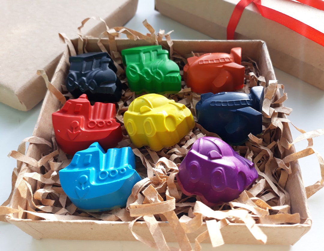 Set of 8 Vehicle Crayons, Transportation Shaped Crayons, Car Party ...