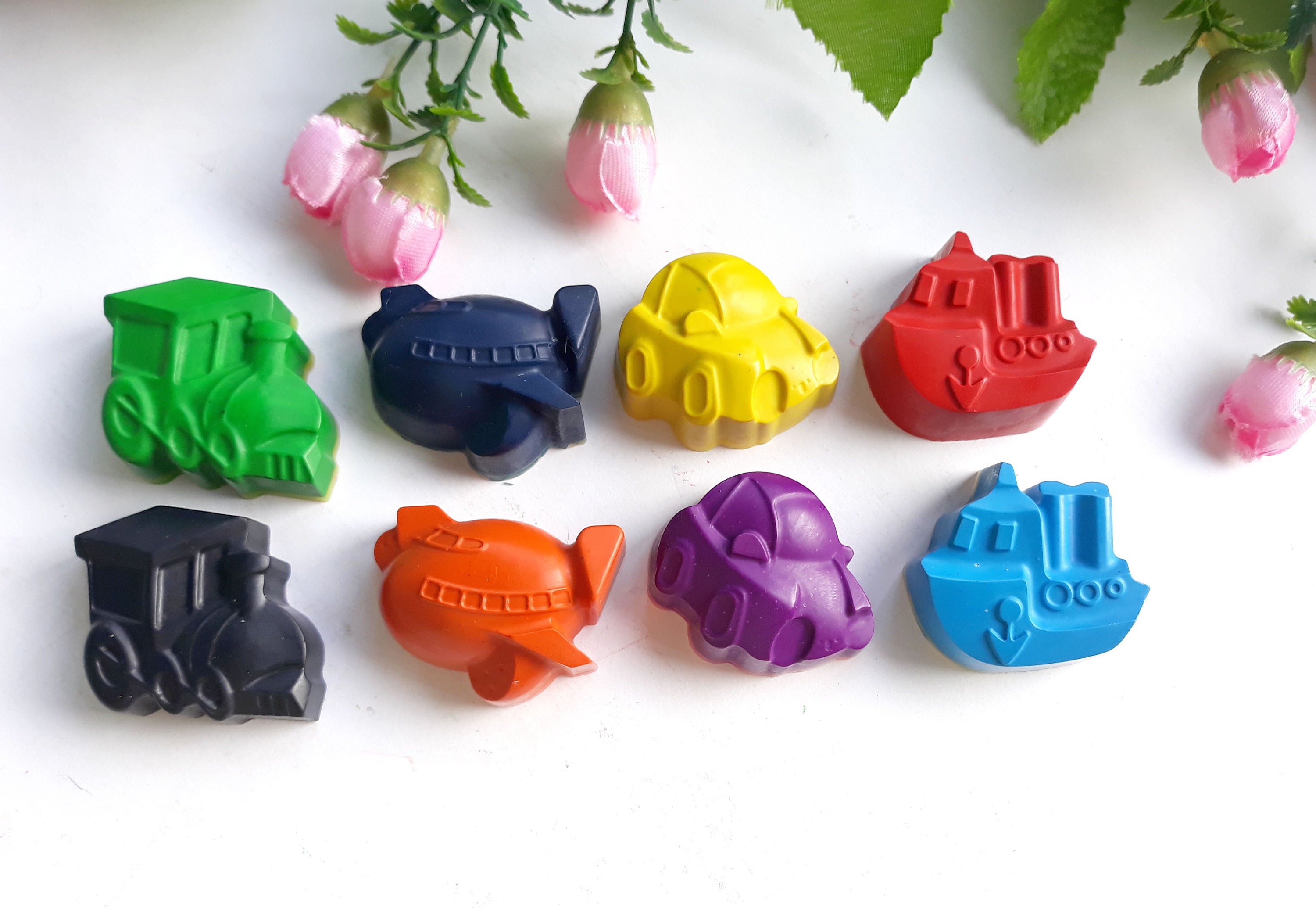 Set of 8 Vehicle Crayons, Transportation Shaped Crayons, Car Party ...