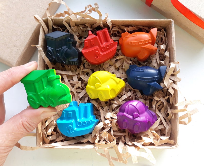Set of 8 Vehicle Crayons, Transportation Shaped Crayons, Car Party ...