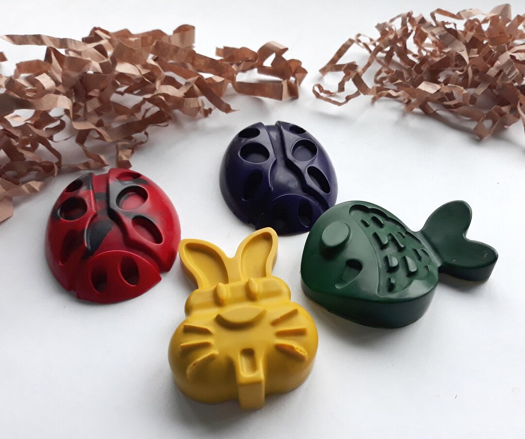 Animal Crayons Set of 4 Crayons Bunny, Fish, Ladybugs Zoo Party Animal ...