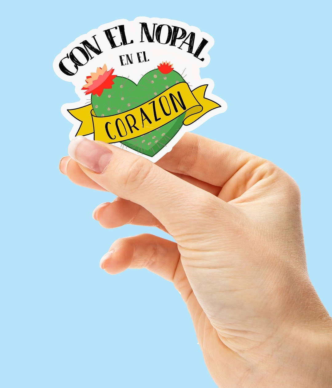 Con El Nopal En El Corazon Sticker, Mexican Sticker, Latin Sticker ...