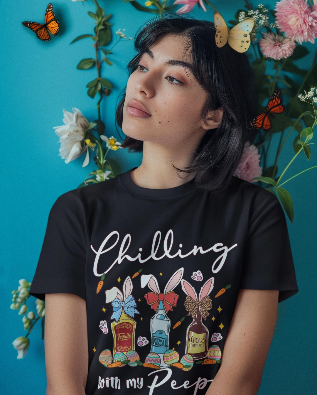 Chilling With My Peeps Shirt, Funny Spanish Easter Shirt, Tequila Shirt ...