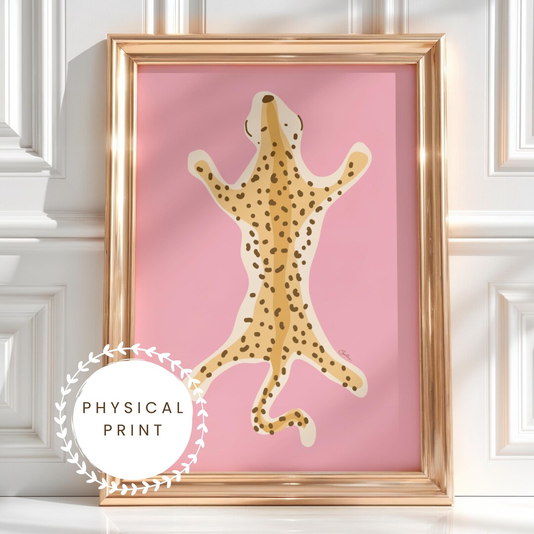 Hand-drawn Pink Leopard Wall Art Fashion Cheetah Decor Unframed Poster ...
