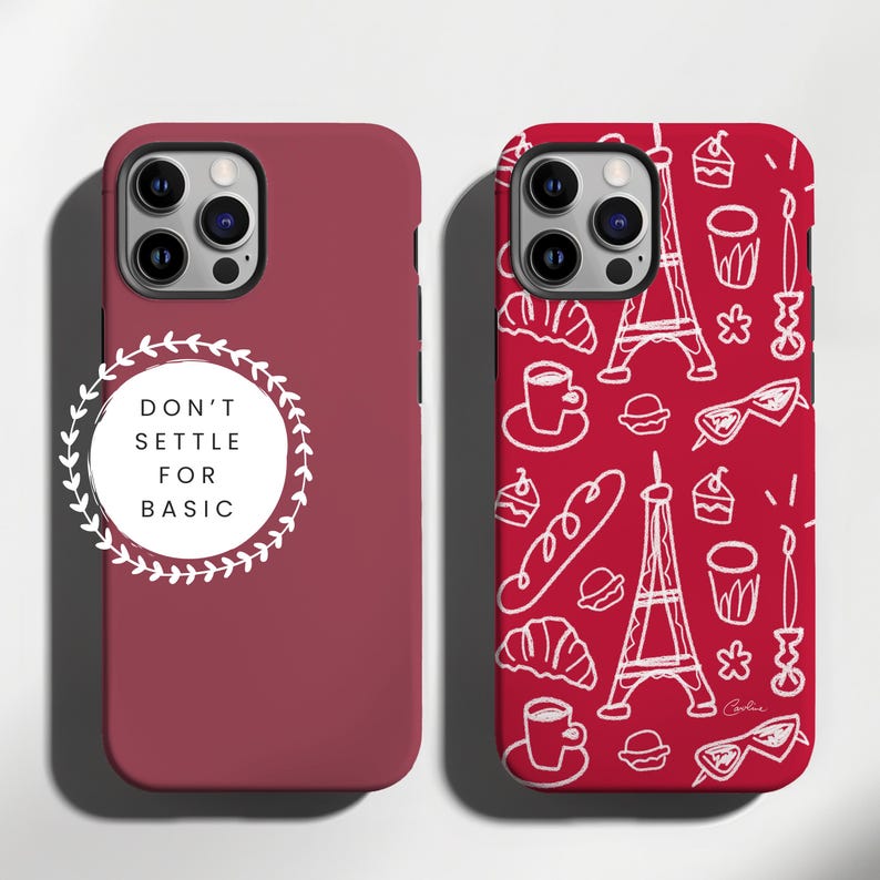 Hand-drawn Paris iPhone Case in Cherry Red With French Parisian Line ...