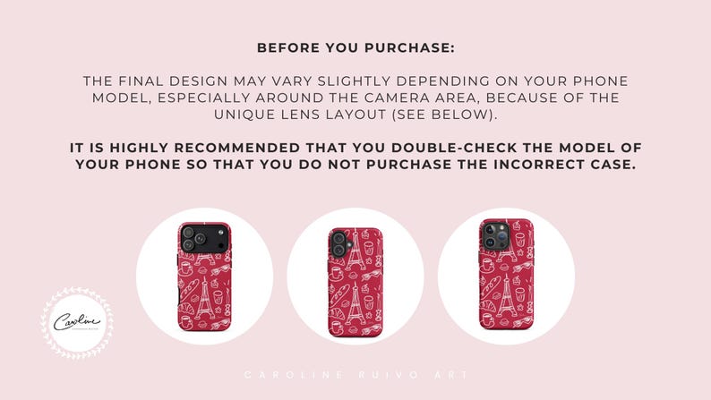 Hand-drawn Paris iPhone Case in Cherry Red With French Parisian Line ...