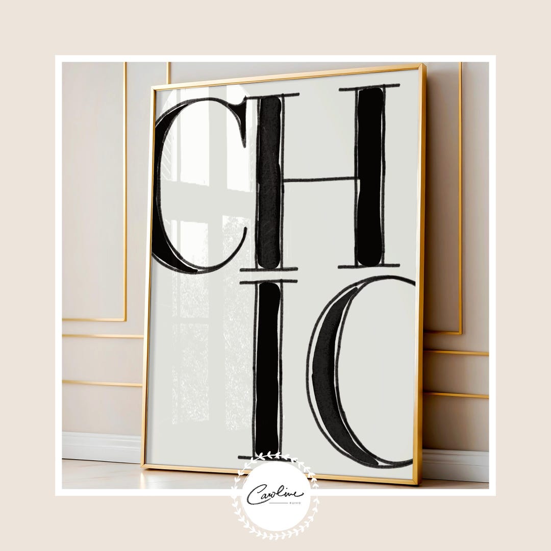 Hand-drawn Chic Fashion Wall Art Modern Monochromatic Calligraphy ...