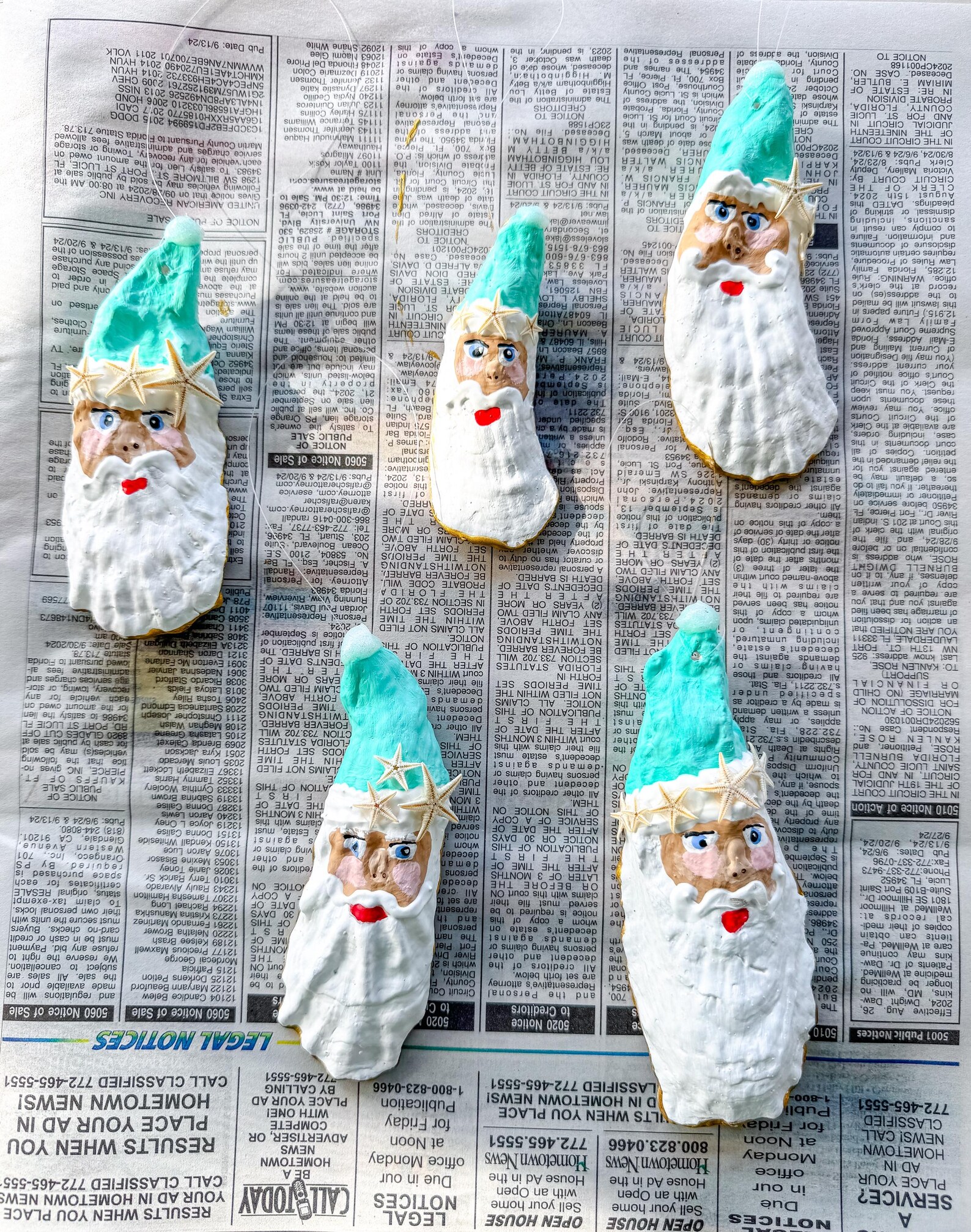 Hand Painted Coastal Santa Oyster Shell Ornaments - Etsy