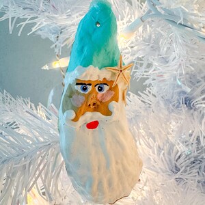 Hand Painted Coastal Santa Oyster Shell Ornaments - Etsy
