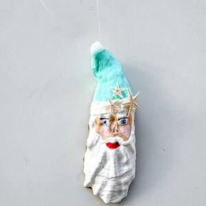 Hand Painted Coastal Santa Oyster Shell Ornaments - Etsy