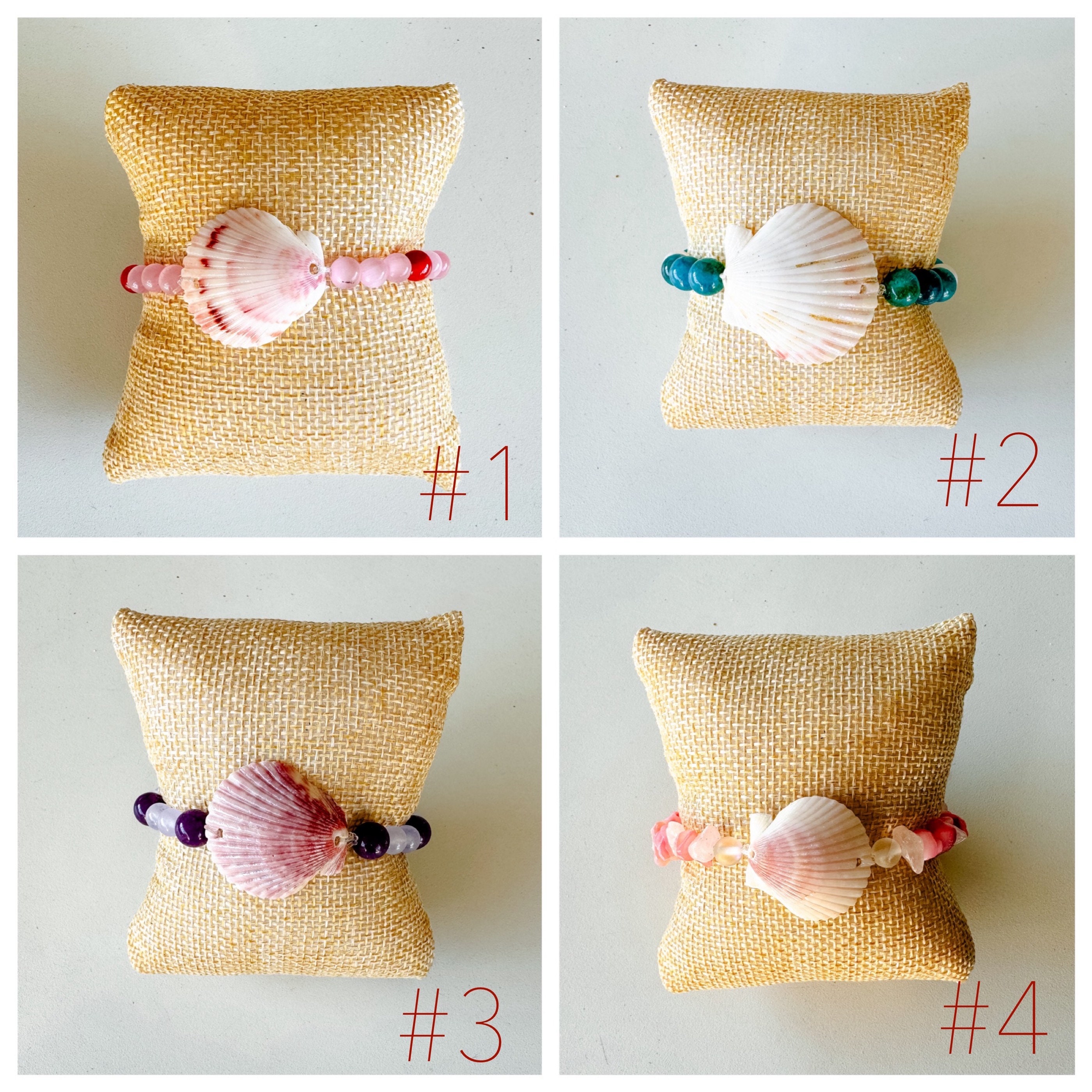 Beaded Scallop Shell Bracelets - Etsy