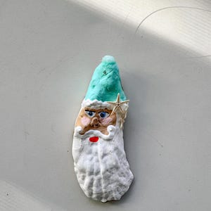 Handpainted Coastal Santa Oyster Shell Ornaments - Etsy