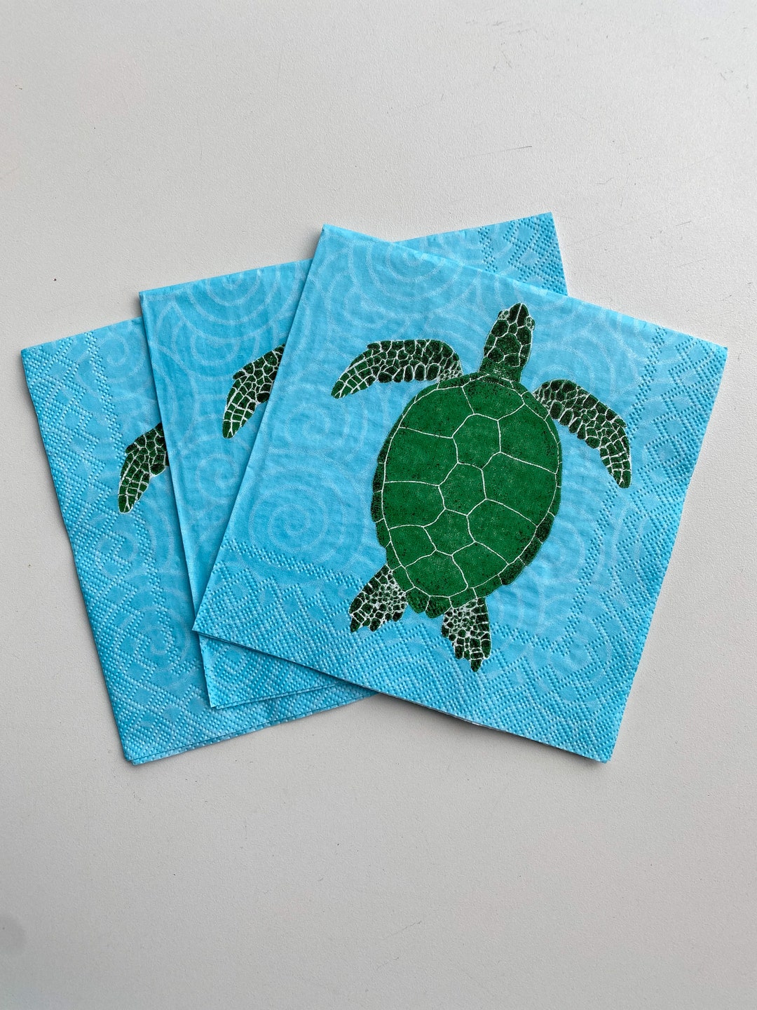 3 Sea Turtle Cocktail Napkins for Decoupage - Etsy