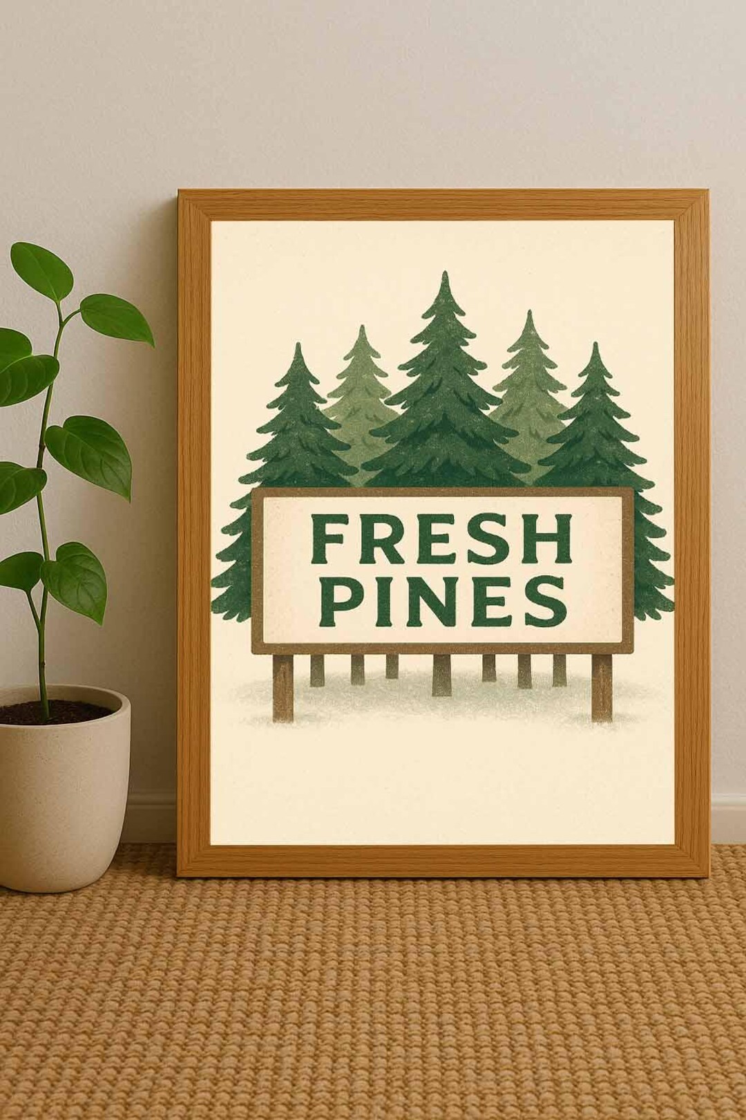 Rustic Fresh Pines Tree Farm Print | Winter Cabin Wall Art Digital ...