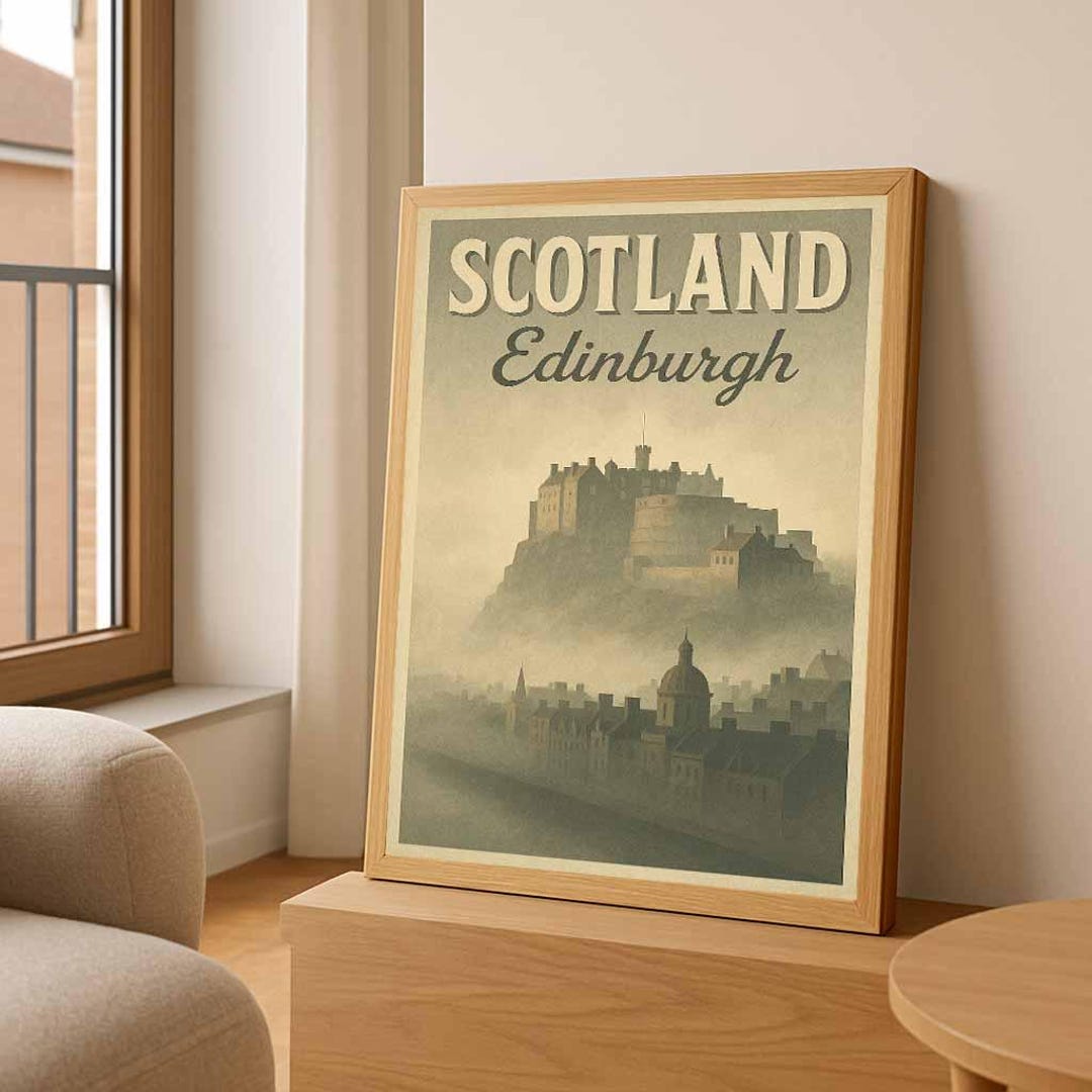 Edinburgh Scotland Retro Typography Poster | Vintage Castle Print ...