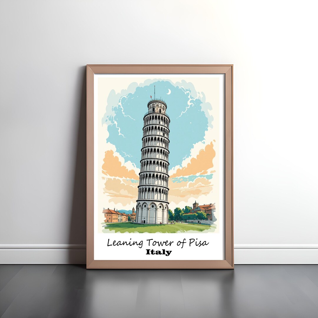 Travel Poster, Leaning Tower of Pisa Wall Art, Digital Download, Matte ...