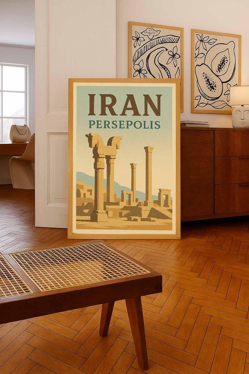 Persepolis Iran Retro Typography Poster | Vintage Ancient Print | Retro ...