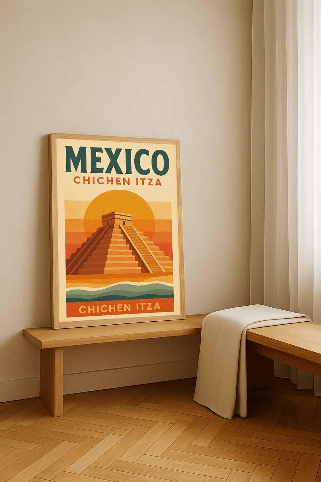 Chichen Itza Mexico Travel Poster | Retro Mayan Print (digital Download ...