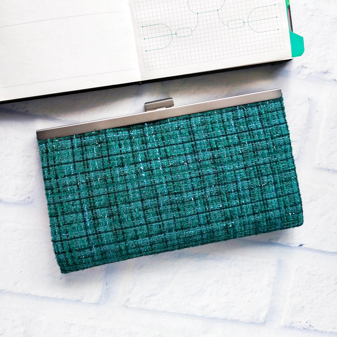 Tweed Fabric Women Wallet, Tweed Ladies Wallet, Slim Long Wallet, Cash ...
