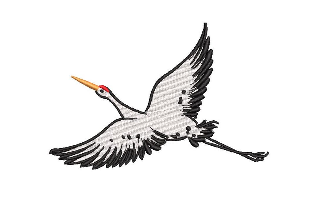 4 Sizes--crane--machine Embroidery Design--instant Download - Etsy
