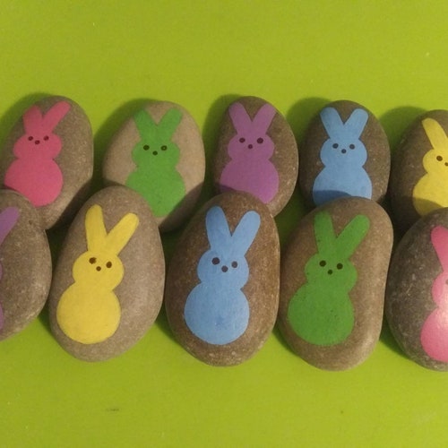 Painted Rocks Bunny Garden Stone Painted Rabbit Some Bunny - Etsy