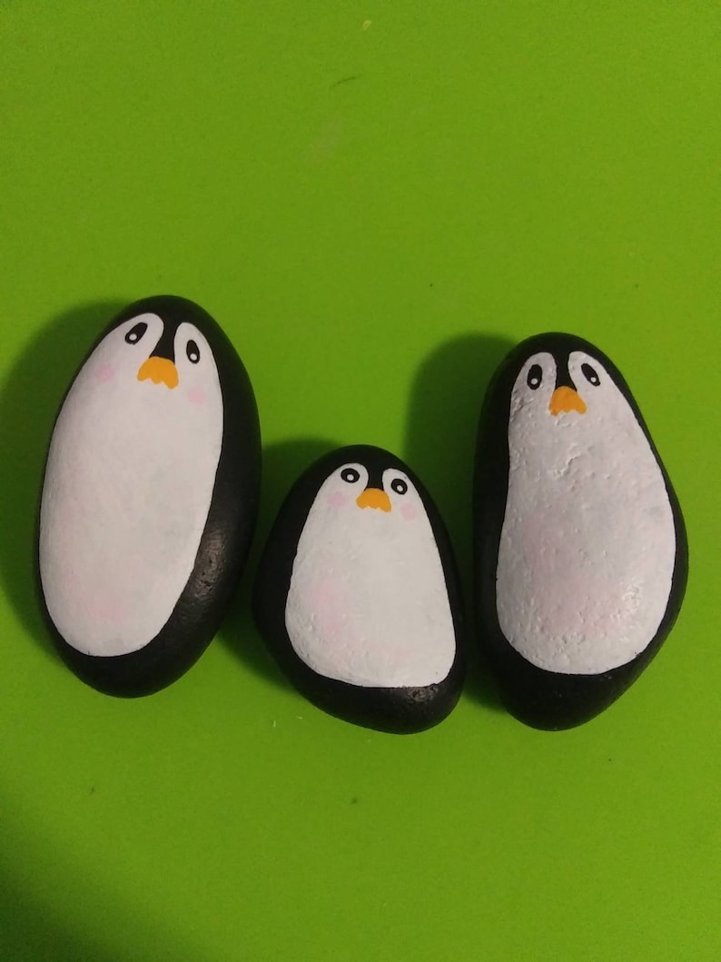 Penguin Painted Rocks - Etsy