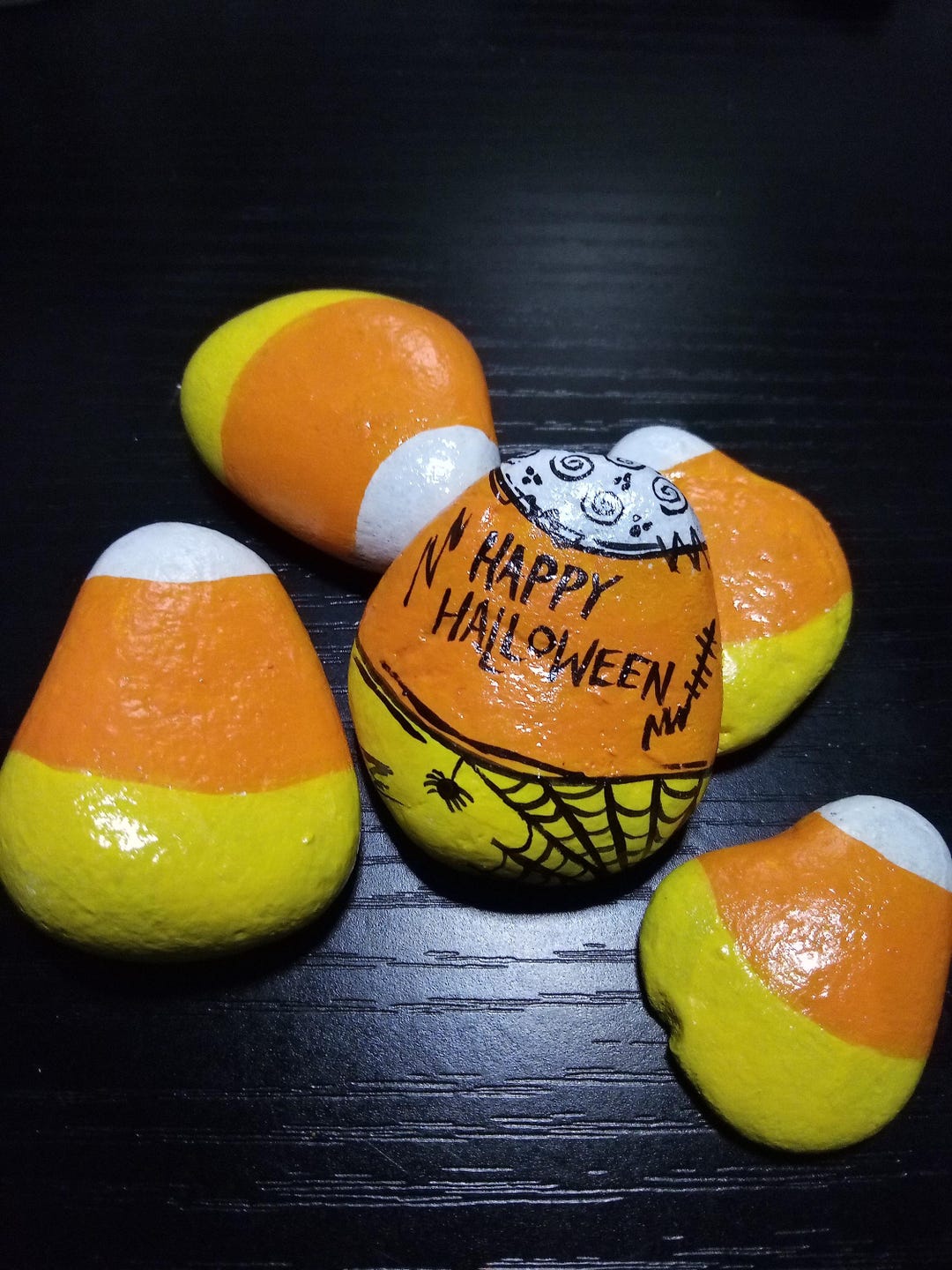 Halloween Candy Corn Painted Rocks - Etsy