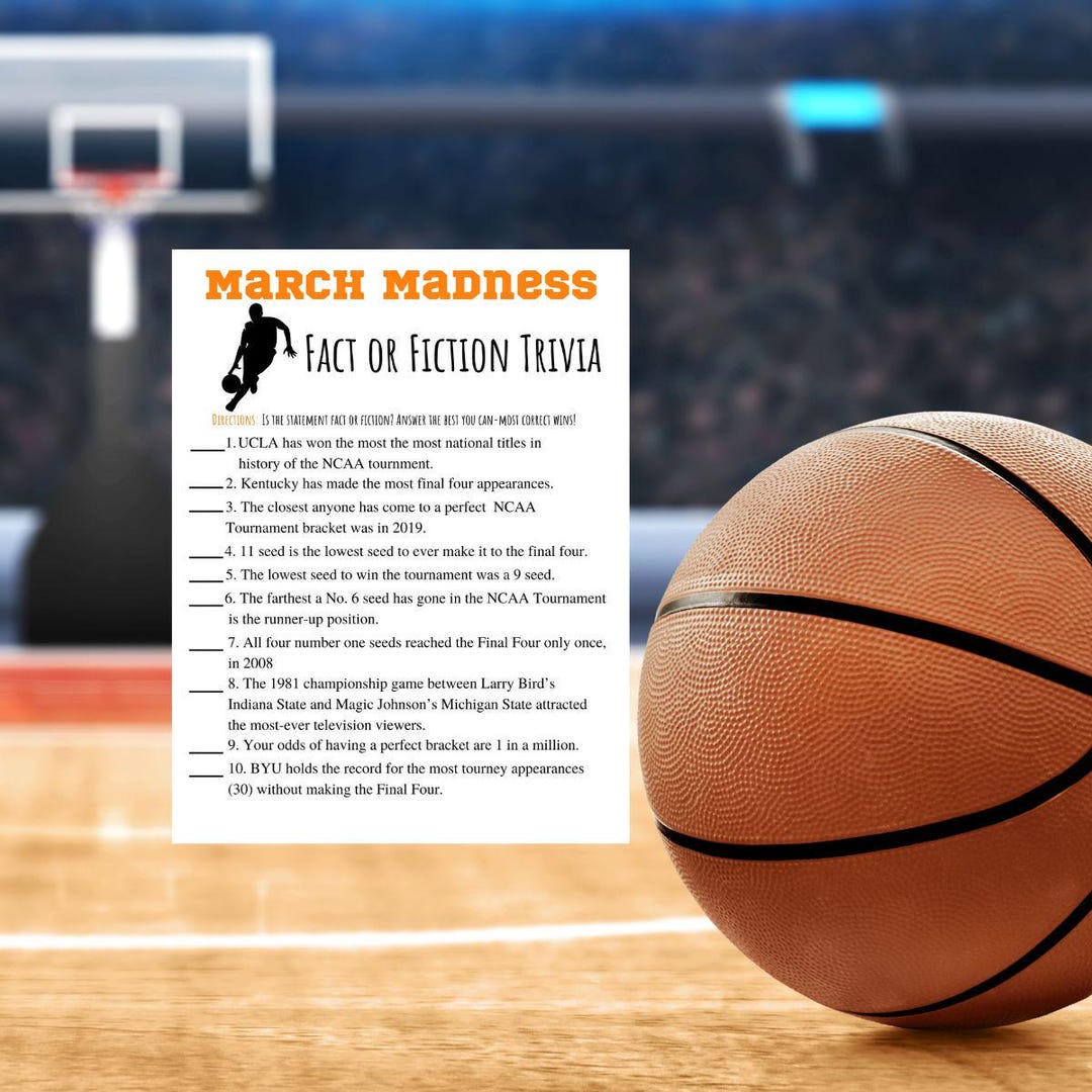 March Madness NCAA Fact or Fiction Game, Printable Party Game for NCAA ...