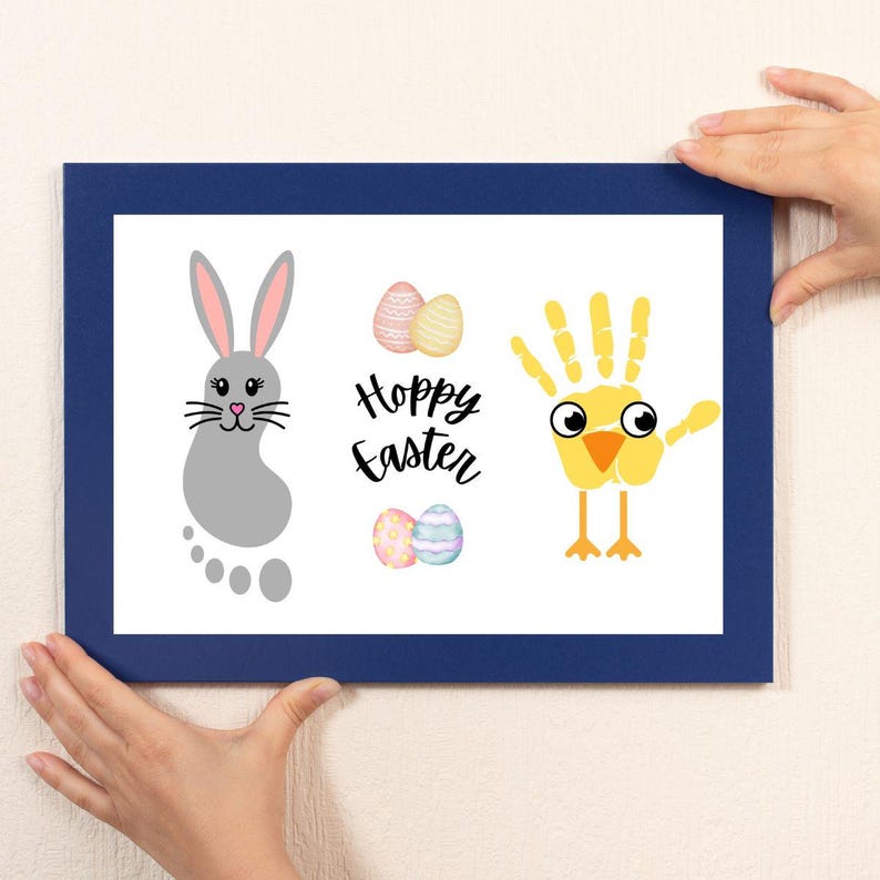 Printable Bunny Chick Art, Footprint Handprint Hand Foot Art Craft ...