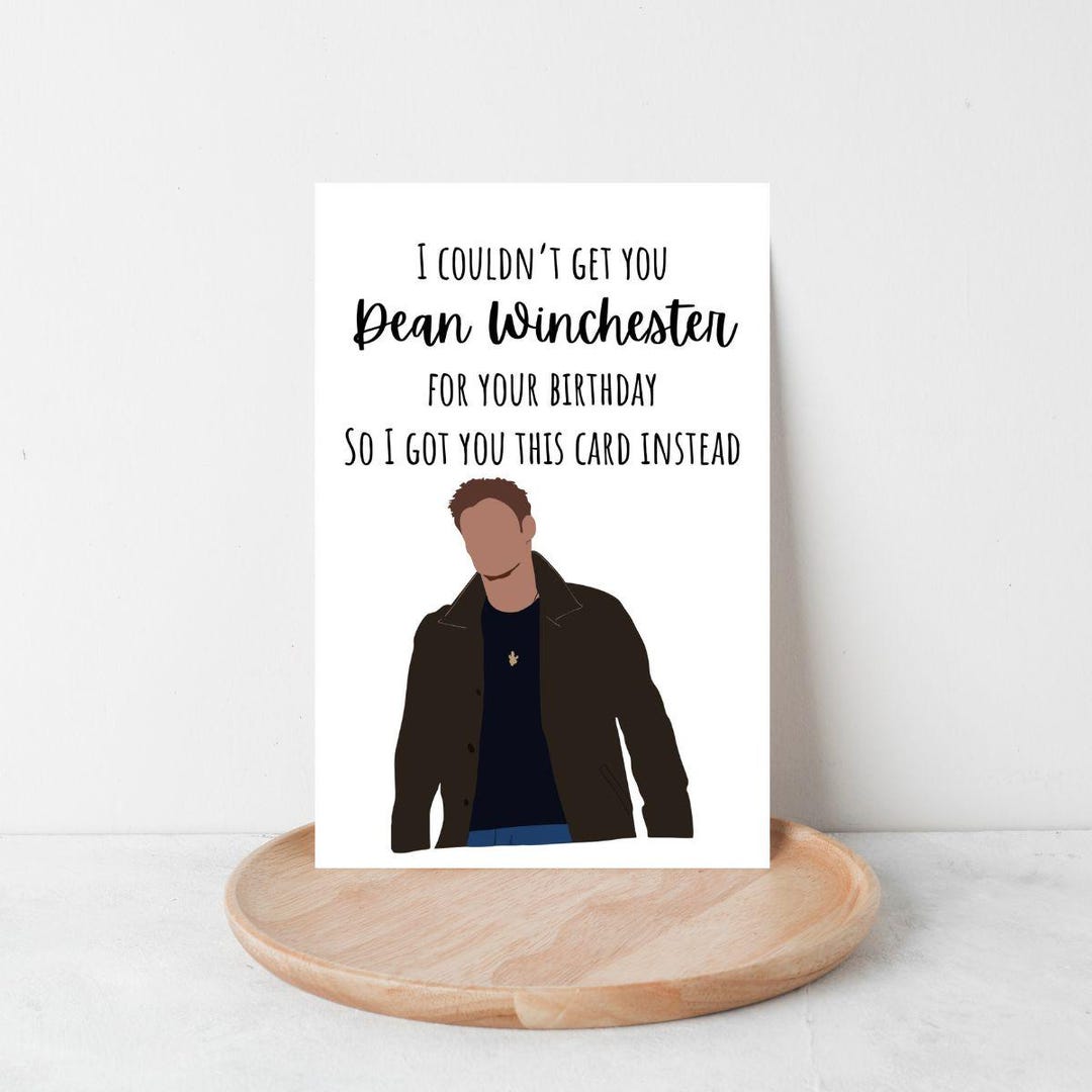 Printable Dean Winchester Birthday Card, Bookish Funny Card for Her ...