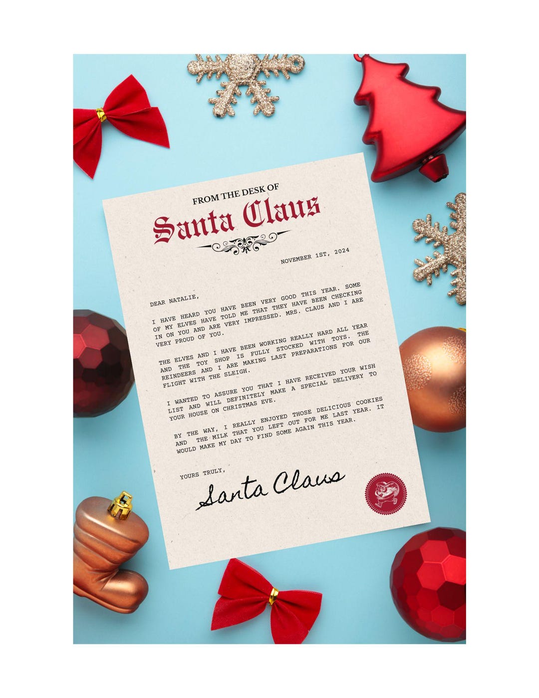 Response Letter From Santa, Official Letter From Santa Claus Letter ...