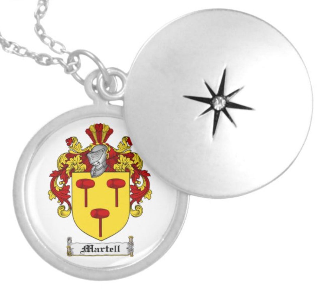 Coat of Arms Medium Silver Plated Round Locket, Herladry Necklace ...
