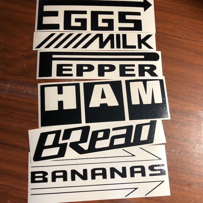 Grocery List Sponsor Decal Pack Door Stickers Milk Eggs Bread Ham ...