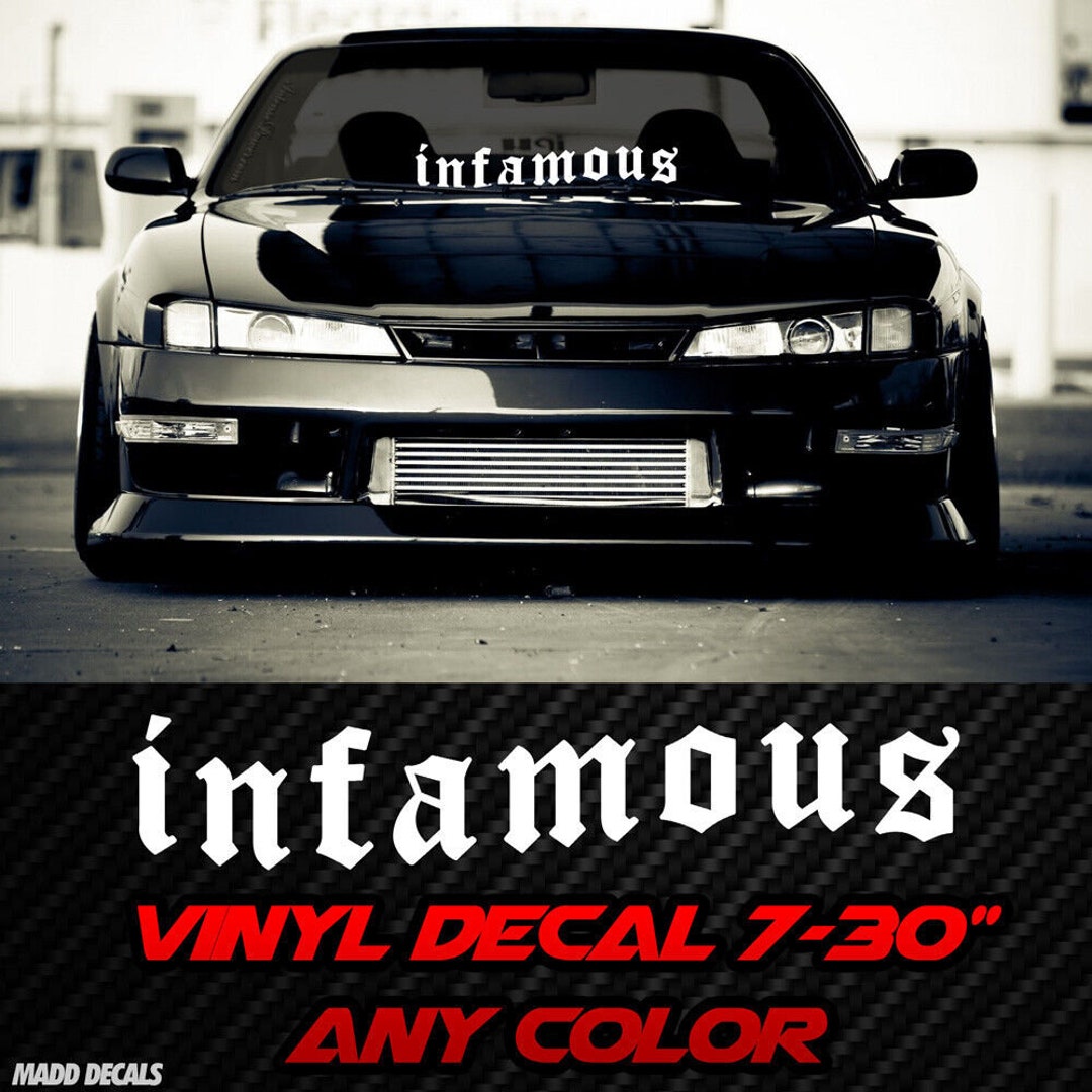 Infamous Decal Banner Windshield Window JDM Die Cut Wavy Sticker - Etsy